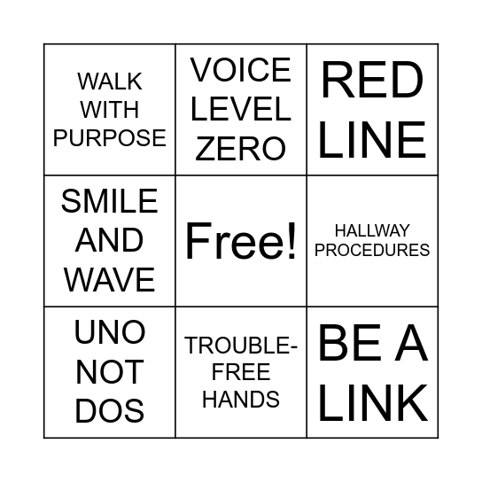 HALLWAY Bingo Card