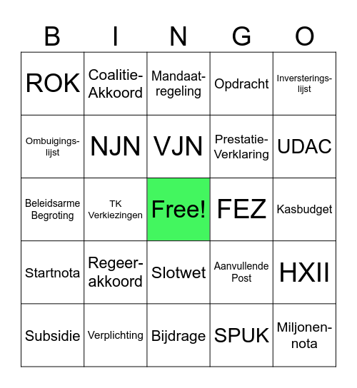 Beleid-Bingo! Bingo Card
