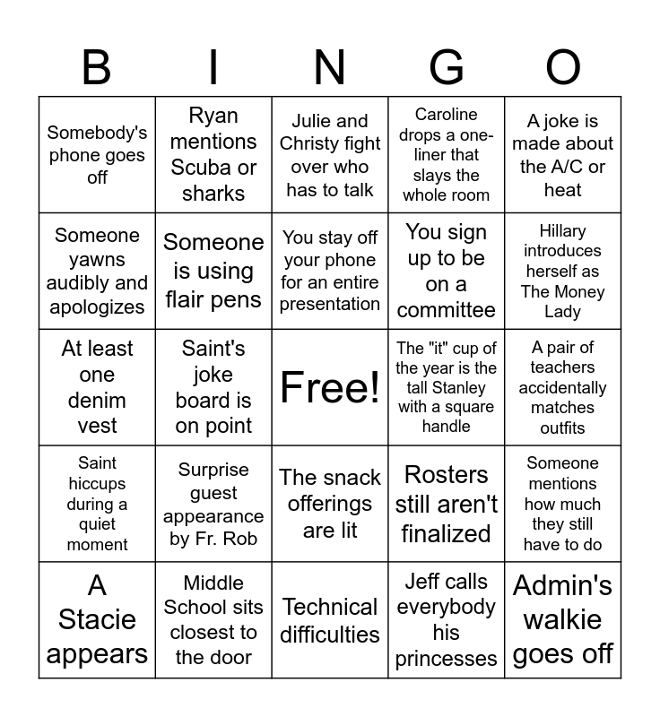 Professional Development Bingo Card