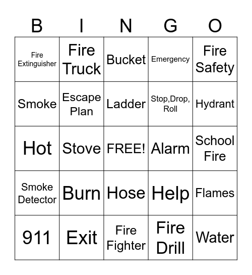 FIRE SAFETY Bingo Card