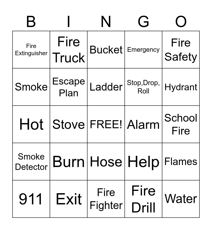 FIRE SAFETY Bingo Card