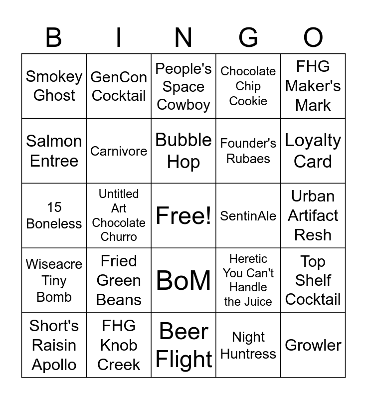 Tap 8/10/23 Bingo Card