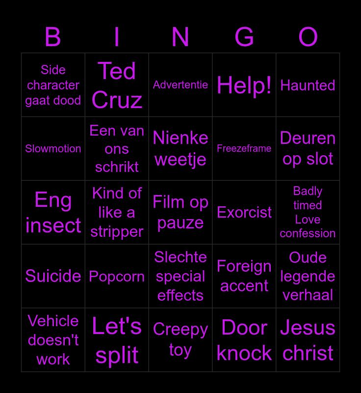 We Have a Ghost Bingo Card