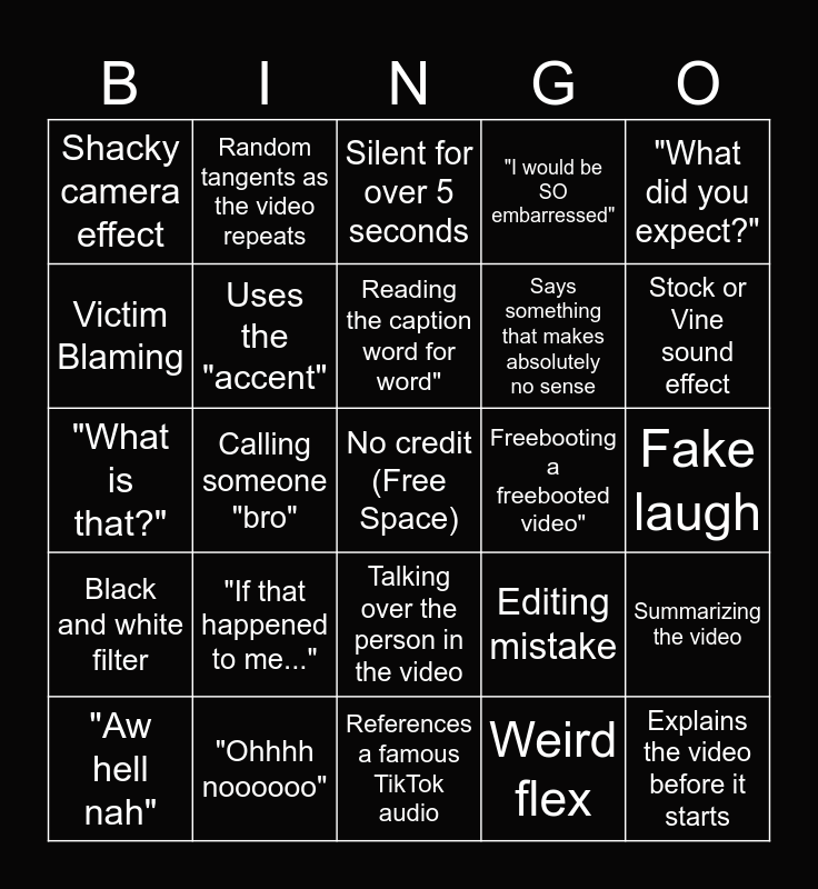 Sssniperwolf Bingo Card