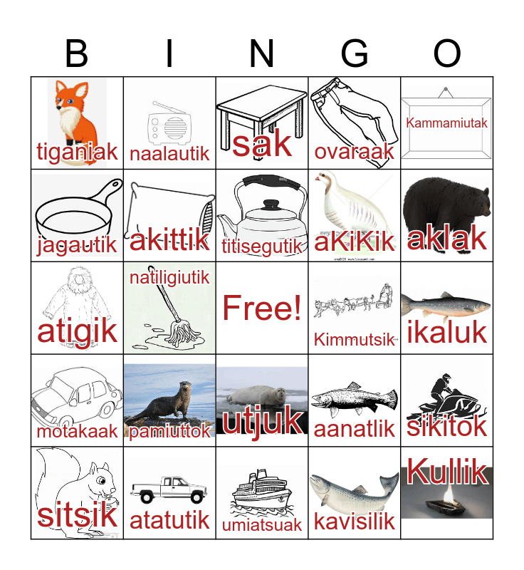 Treaty Bingo Card