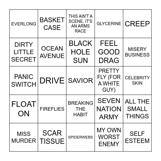 ALT/MODERN Bingo Card