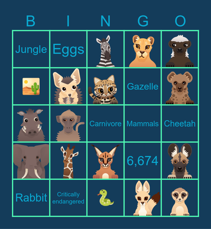 Wild Bingo! Bingo Card