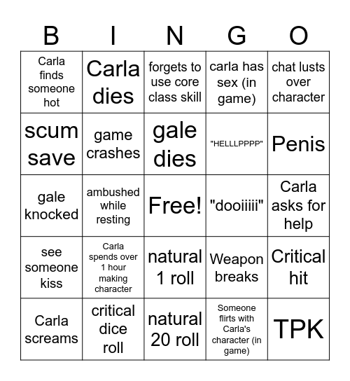 Ball my Gate 3 Bingo Card