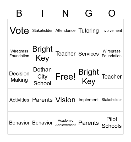 Bright Key Bingo Card