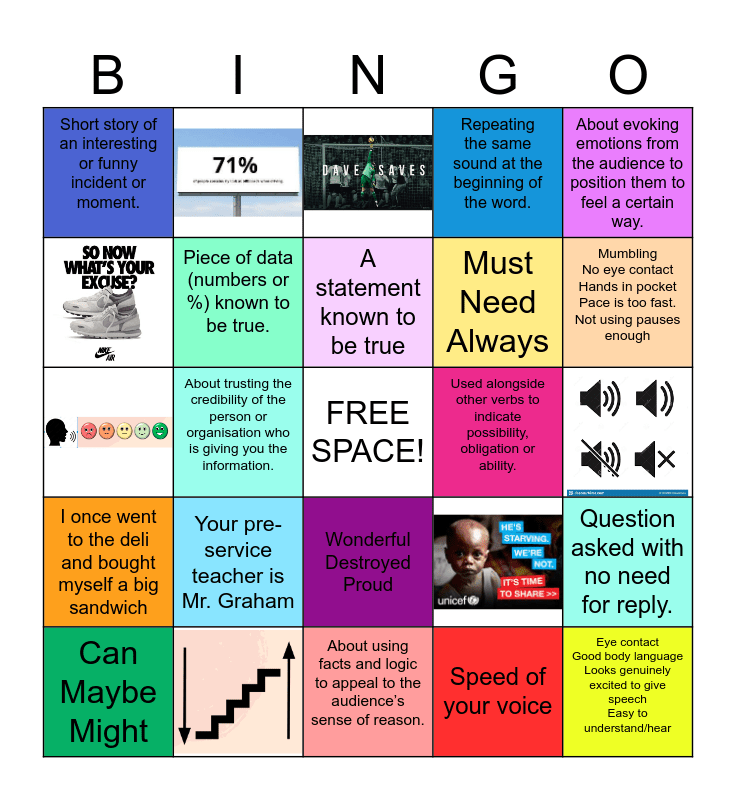 Persuasive Speeches Bingo Card