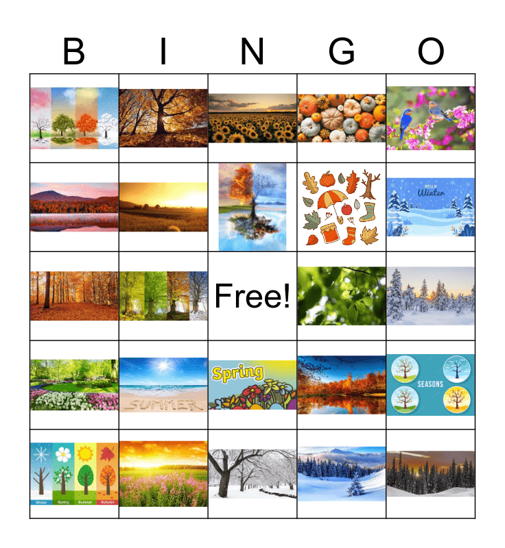 Seasons Bingo Card
