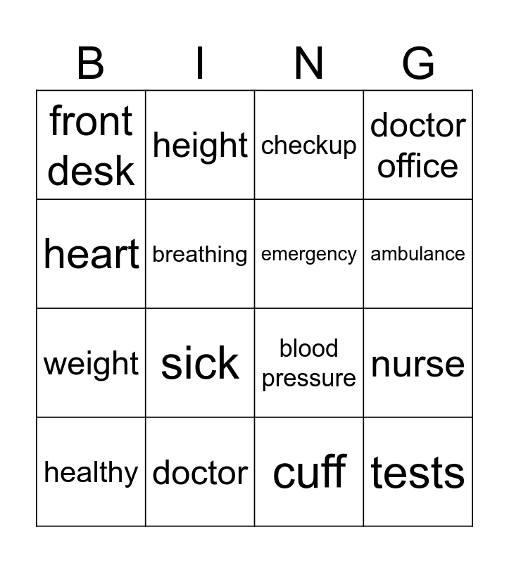 Doctor Bingo Card