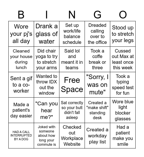 WORK BINGO Card