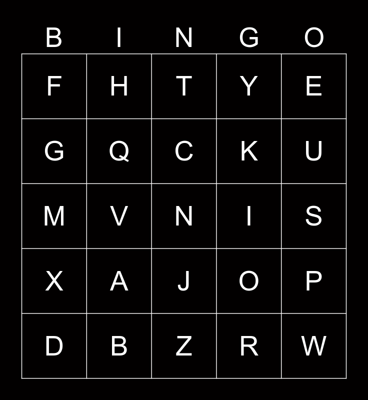 ALFA BETA Bingo Card