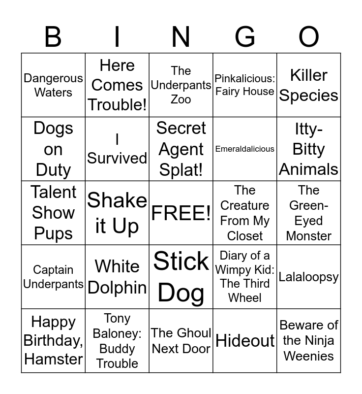 Book Fair Bingo Card