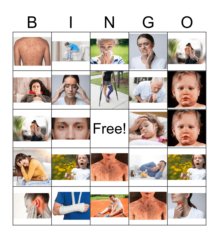 Health Problems Booth Bingo Card