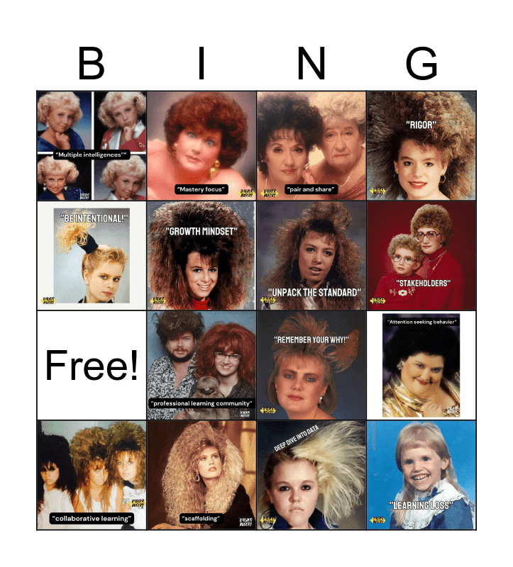 School Jargon BINGO Card