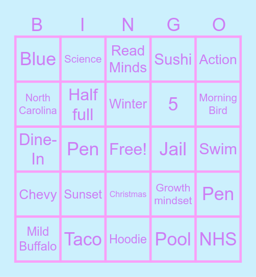 Katie Klinger Bingo Card