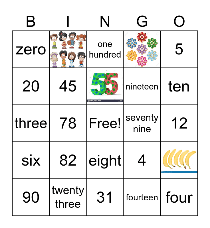 Numbers Bingo Card