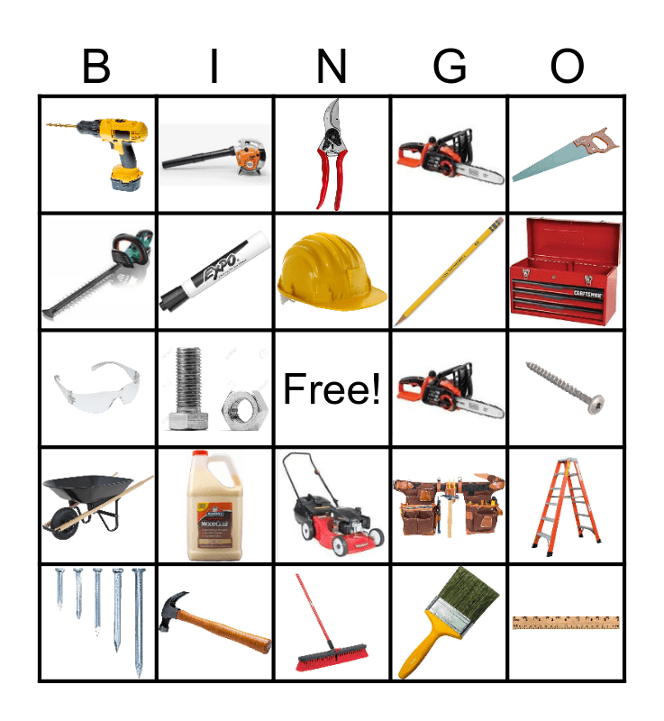 Tools Bingo Card