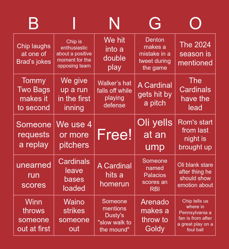 There IS Crying in Baseball Bingo - 8/22 Bingo Card