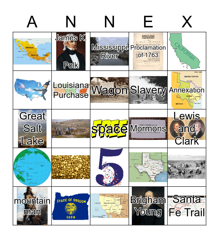 WESTWARD EXPANSION Bingo Card