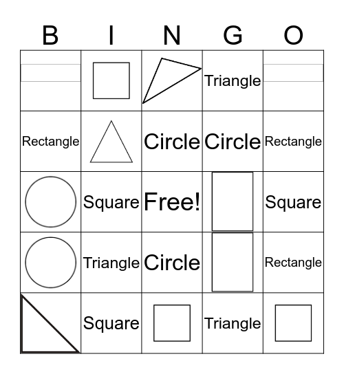 2D Shape Bingo Card