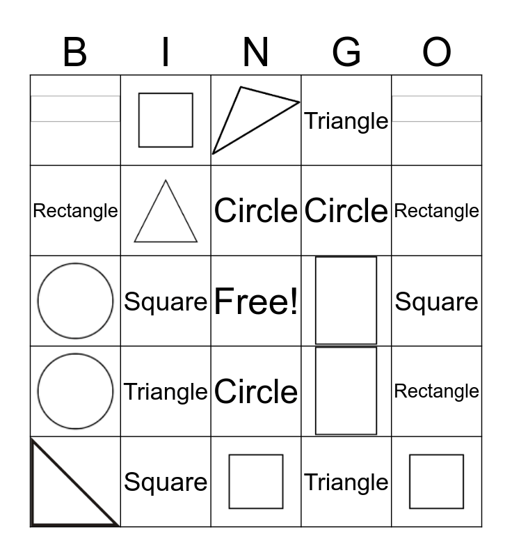 2D Shape Bingo Card