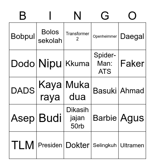 OwH Bingo Card