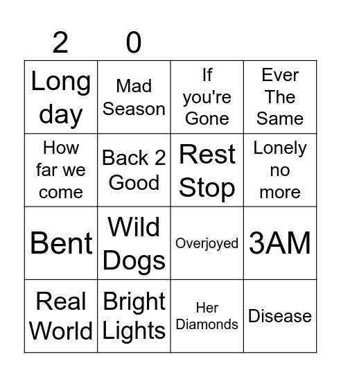 MATCHBOX Bingo Card