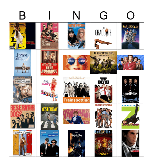Name That Movie Bingo Card