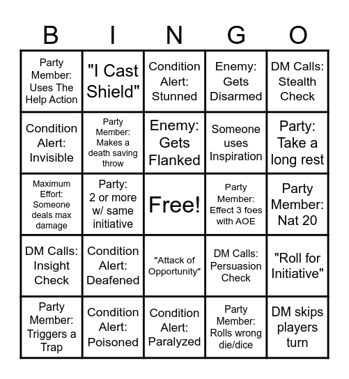DND Bingo Card DND Bingo Card