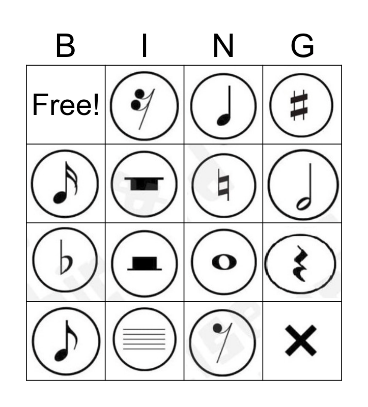 Note Music Bingo Card