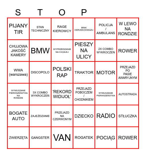 STOP HAM Bingo Card