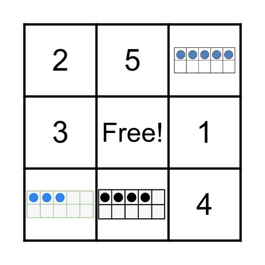 Numbers 1 To 5 Bingo Card