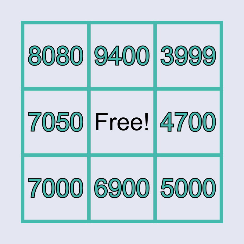 TOT 10.000 Bingo Card