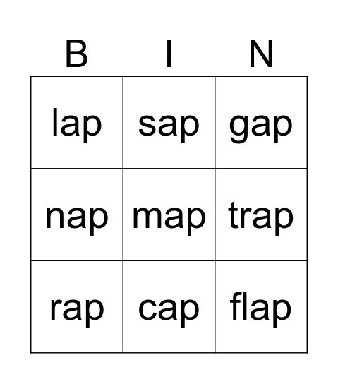 -ap Bingo Card