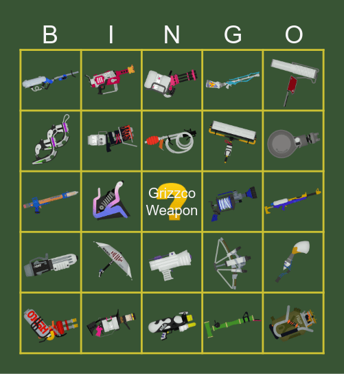 Splatoon 3 Random Weapon Rotation Bingo Card
