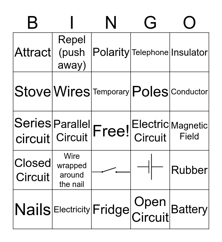 Electricity Bingo Card