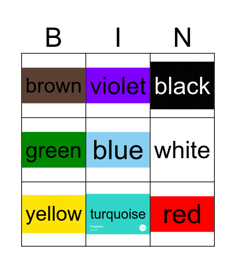 Colours Bingo Card
