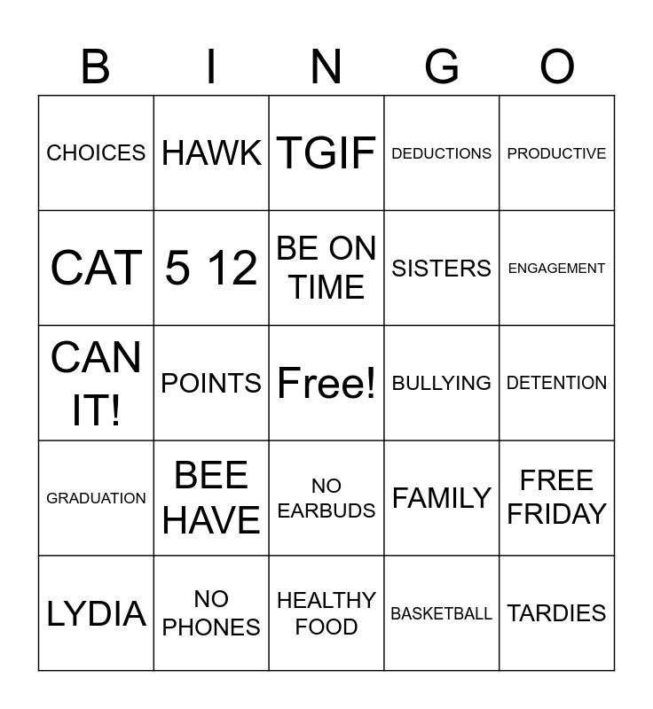 BACK TO SCHOOL 2023-2024 Bingo Card