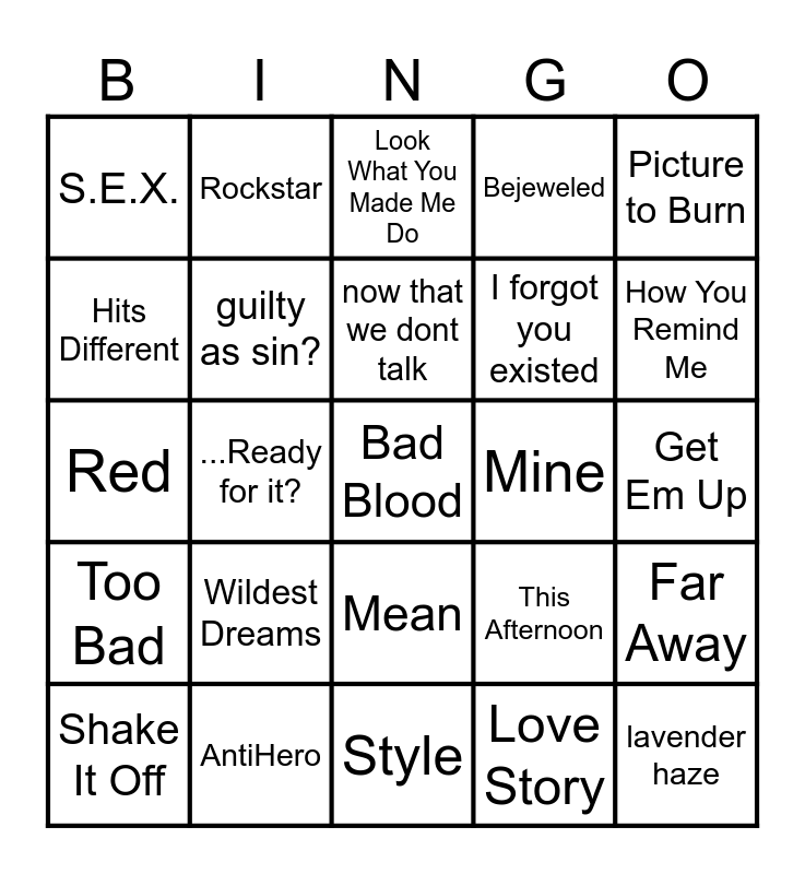 Nickelhotties Bingo Card
