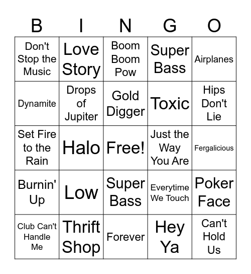 Early 2000s Bingo Card