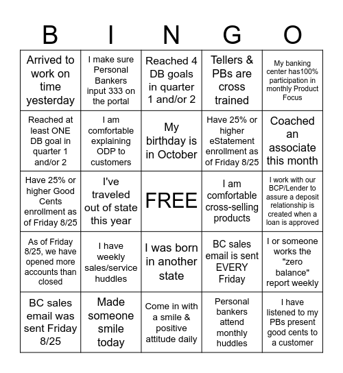 ACCOUNTABILITY BINGO Card