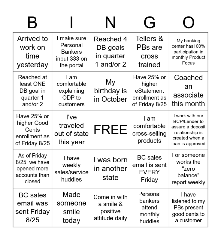 ACCOUNTABILITY BINGO Card