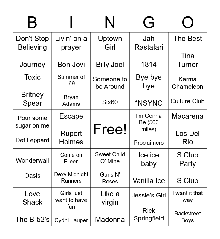 Beats by Bingo Card
