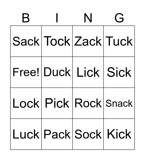 CK Words Bingo Card