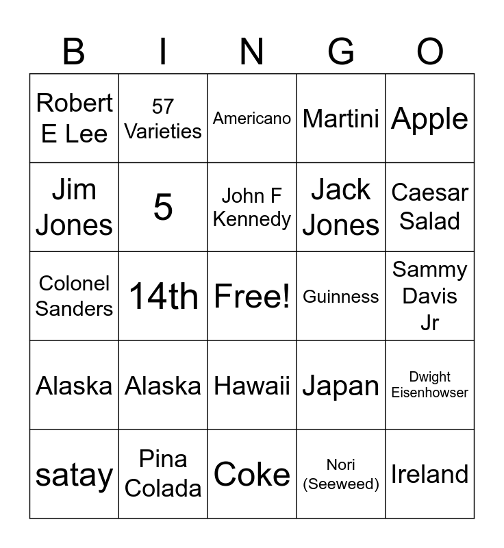 GM 1 0923 Trivia 1 line & 4 corners Bingo Card