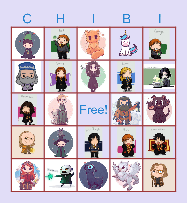 HP Chibi Bingo Card