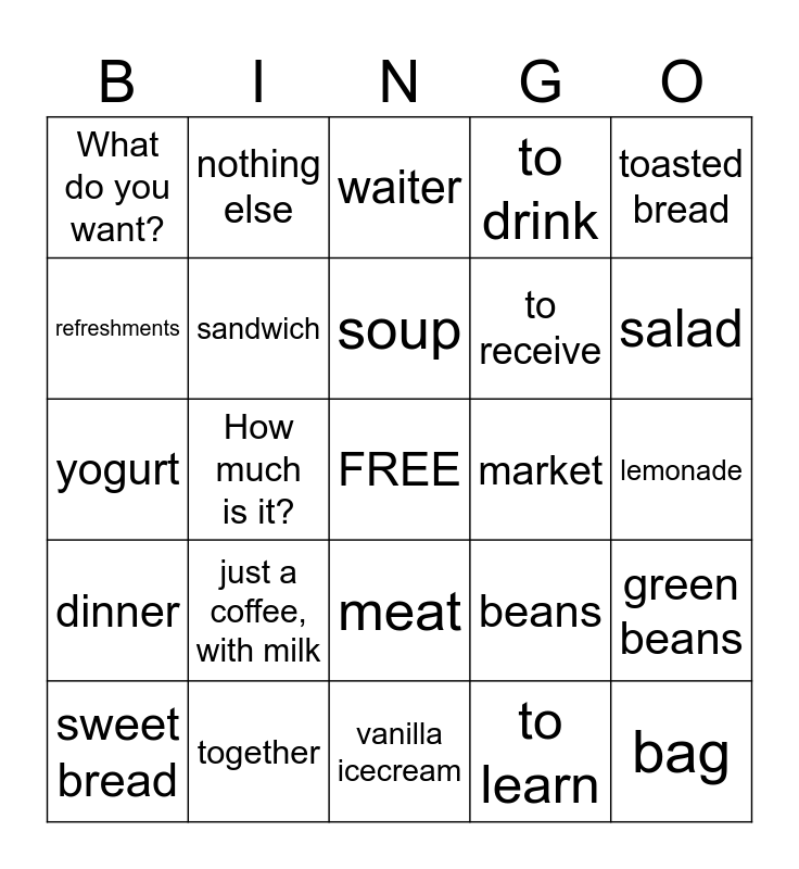 Chapter 5 Vocab Bingo Card